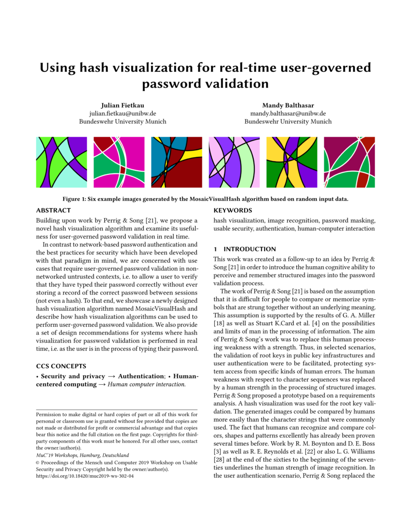 Using Hash Visualization For Real Time User Governed Password Validation Julian Fietkau 3587